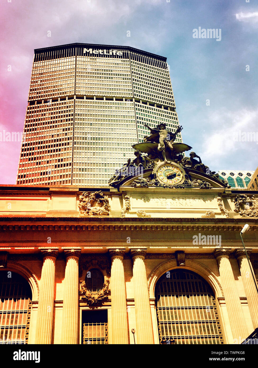 Facade of Iconic Grand Central Terminal with the MetLife Building, NYC ...