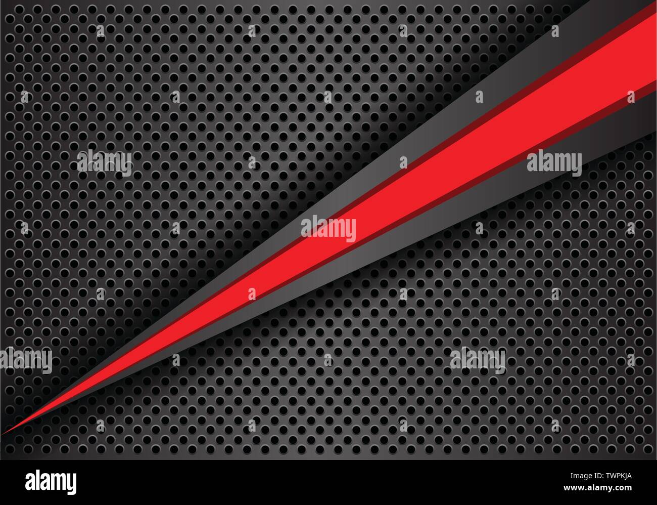 Abstract red triangle line speed on gray metal circle mesh design ...