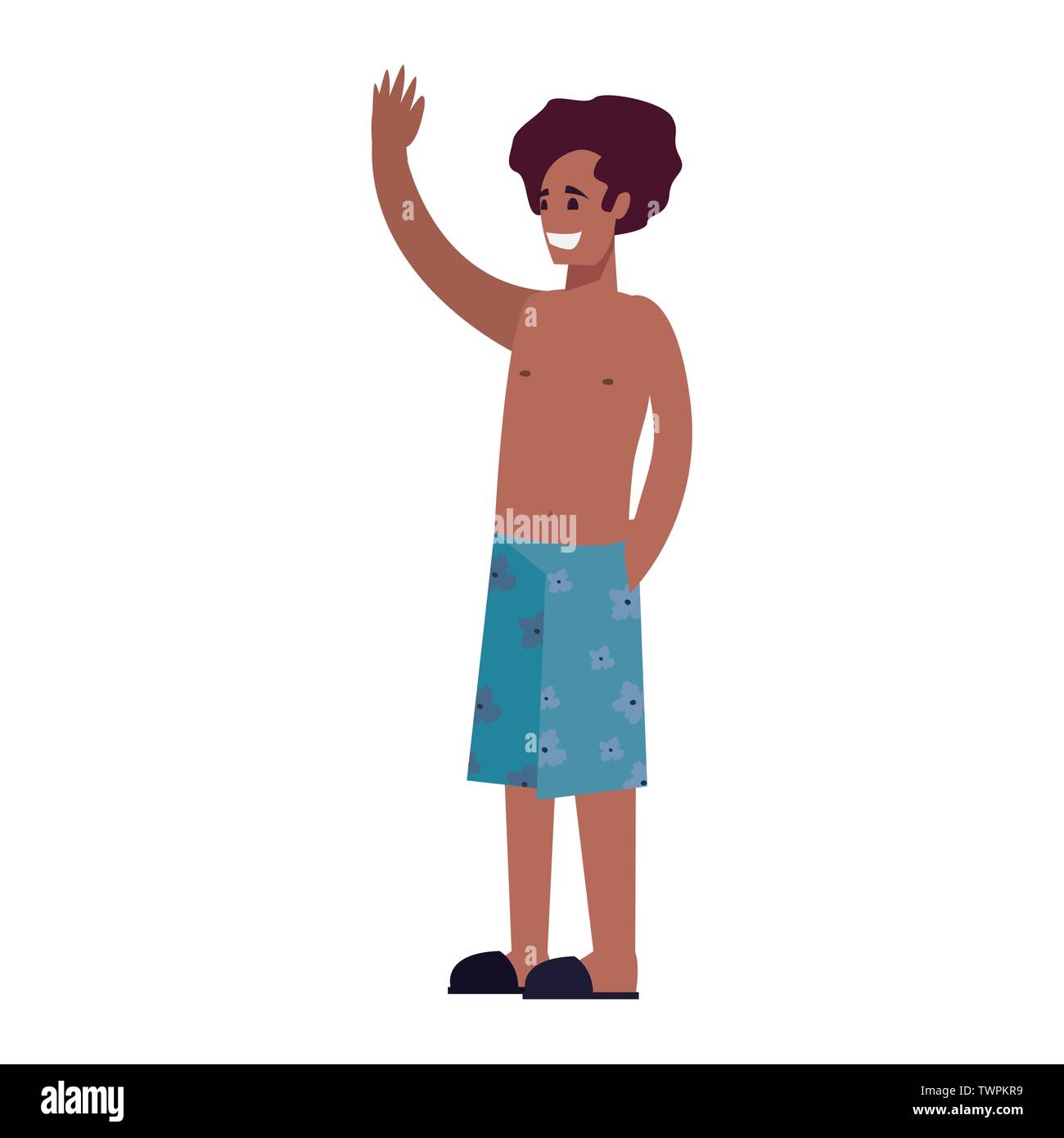 man in swimsuit on white background vector illustration Stock Vector ...