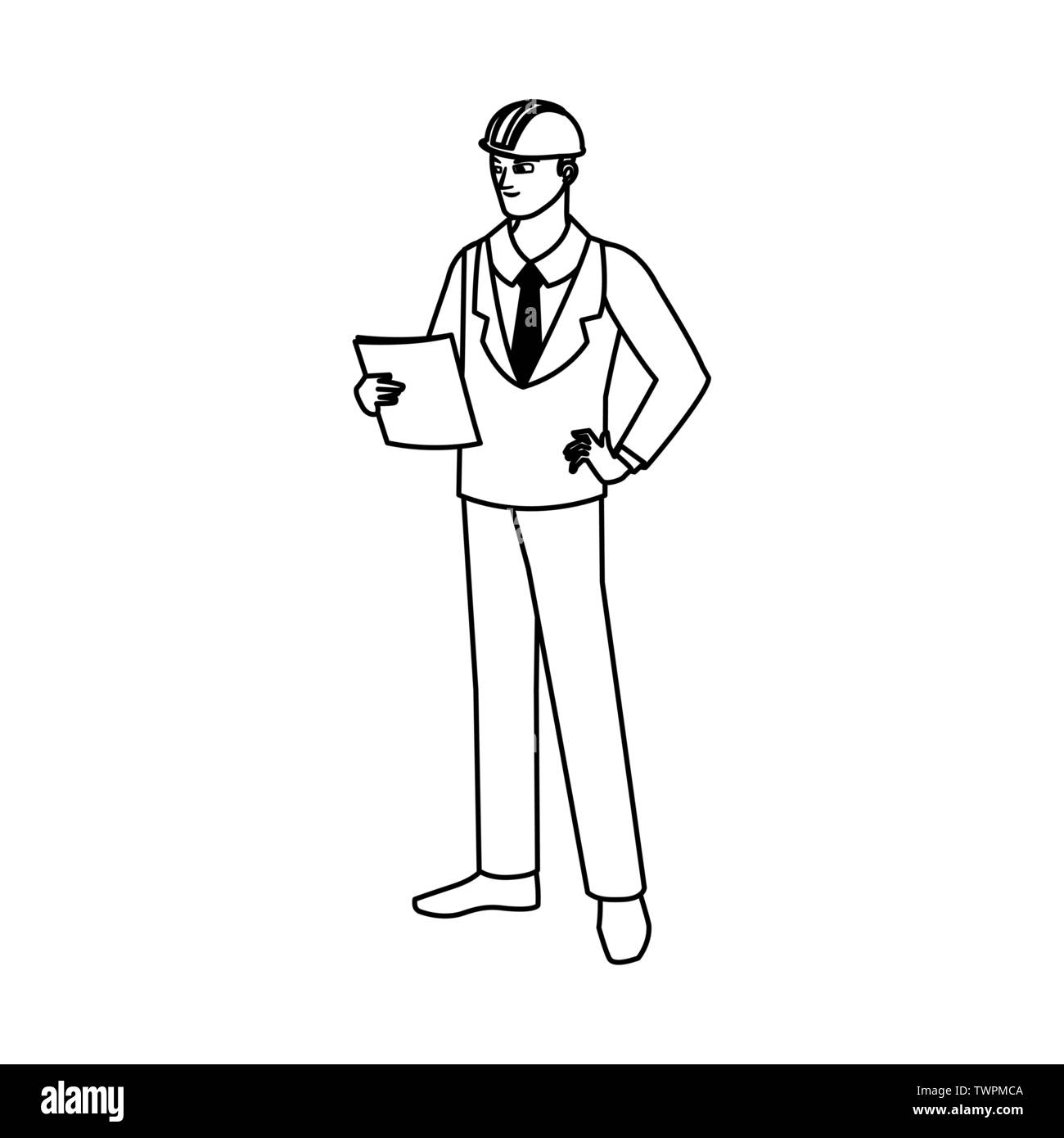 engineer builder worker avatar character vector illustration design ...