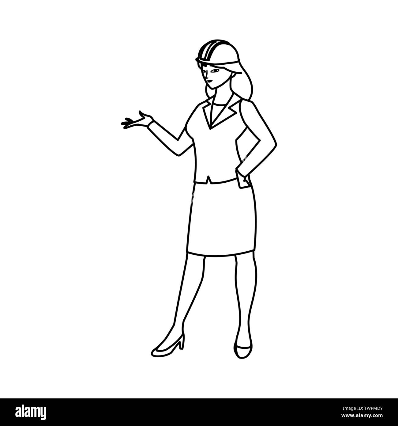 female engineer worker avatar character vector illustration design ...