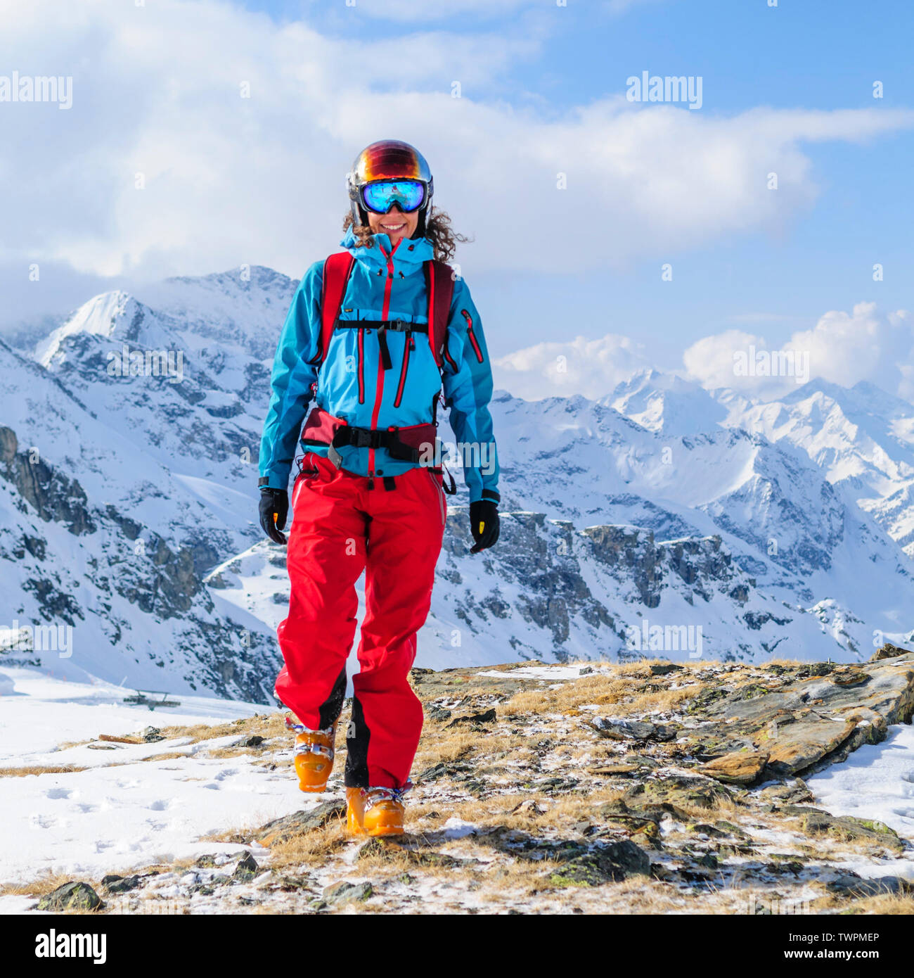 Freeriders in high alpine region near Monte Rosa Stock Photo - Alamy