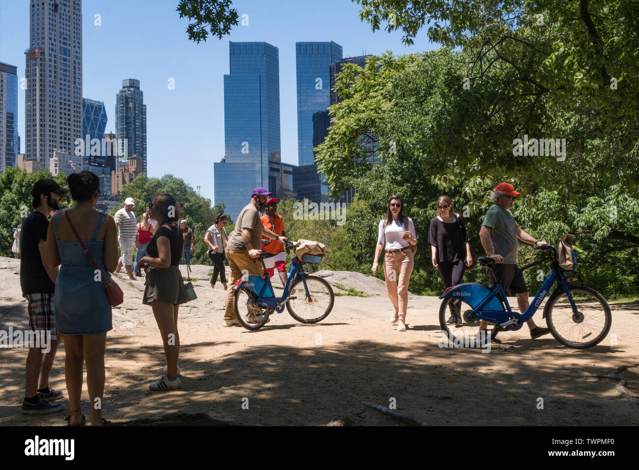 People Enjoying Overview Rock Formation, Central Park, NYC Stock Photo ...