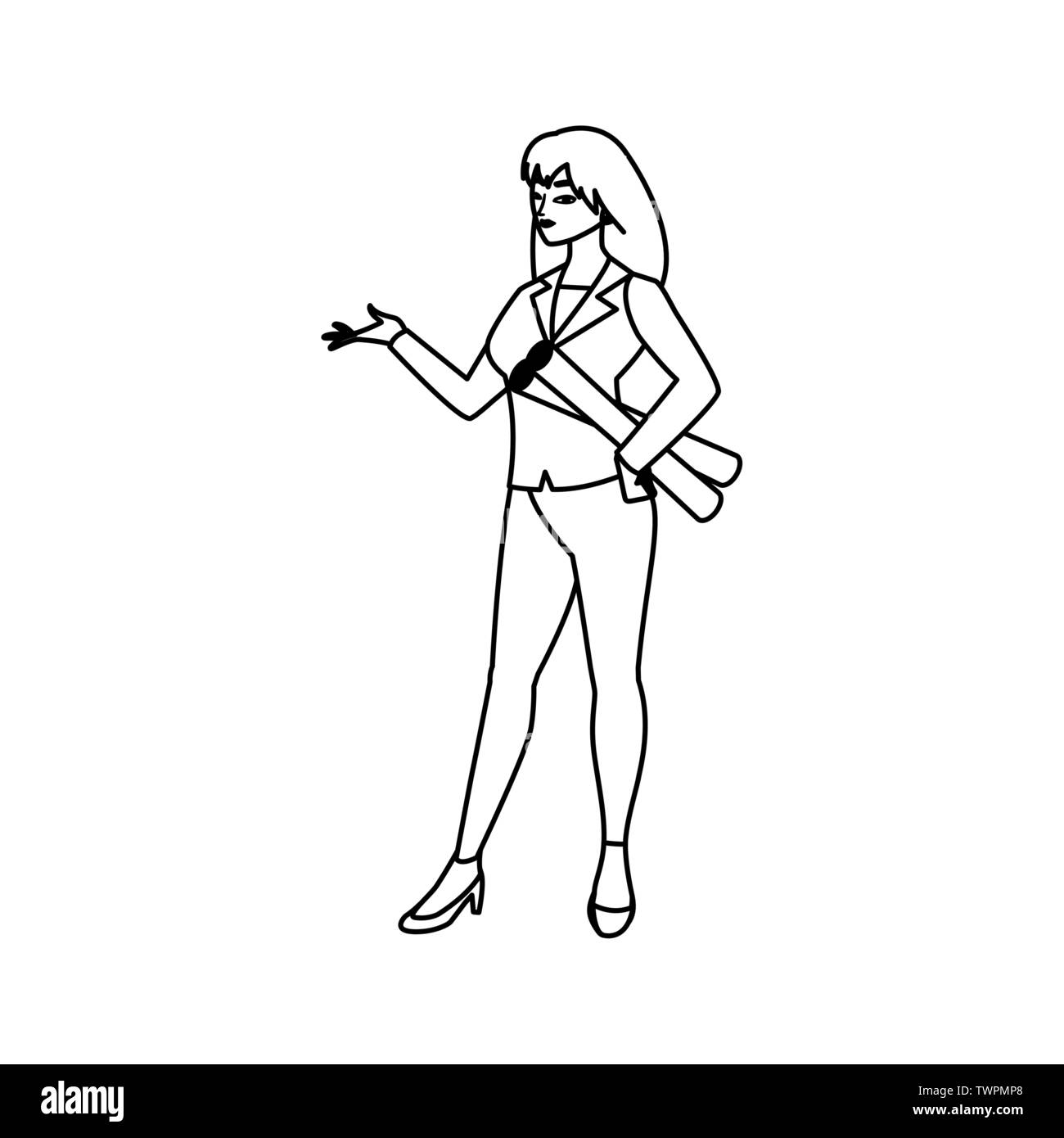 female engineer worker avatar character vector illustration design ...