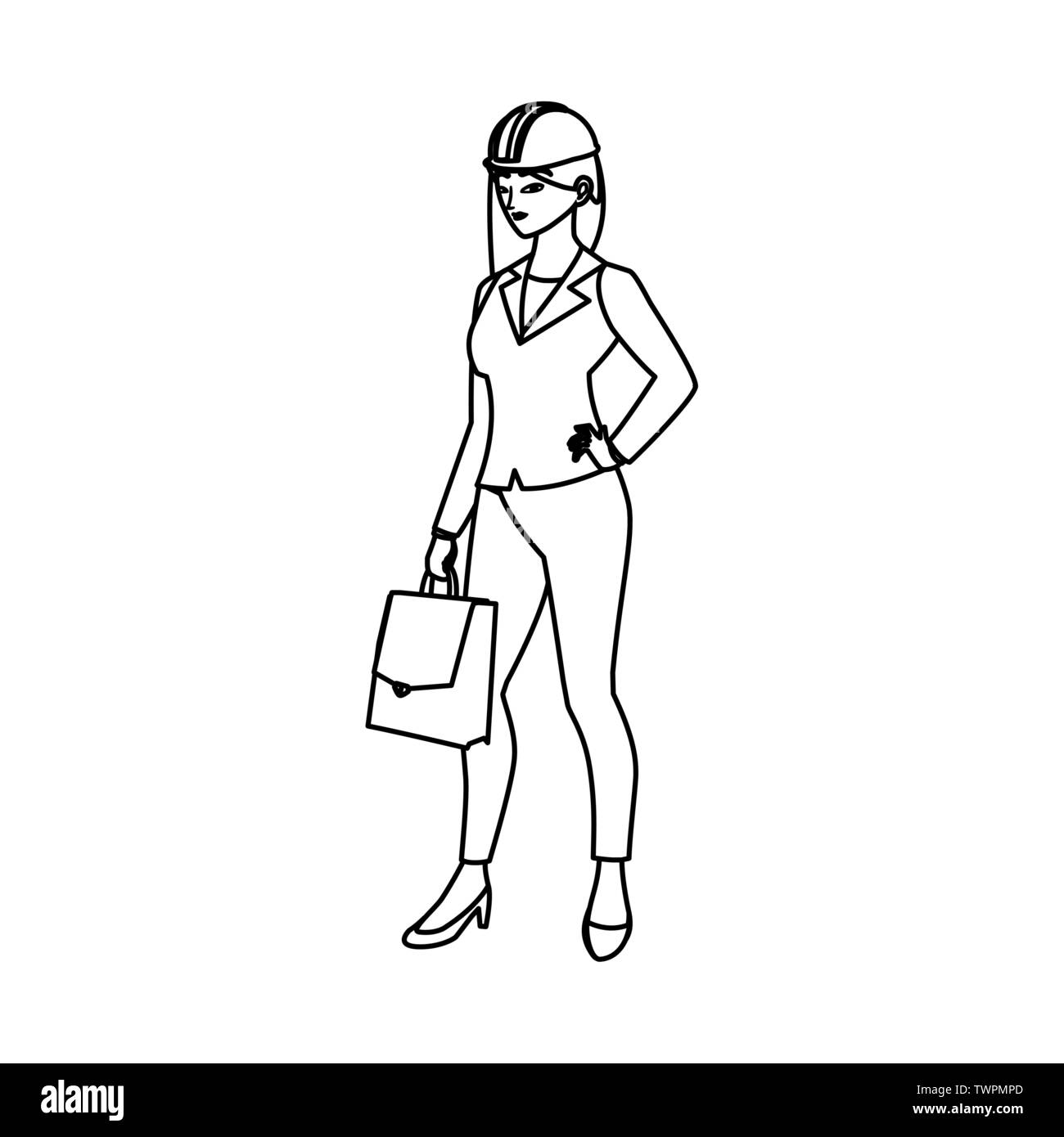 female engineer worker avatar character vector illustration design ...
