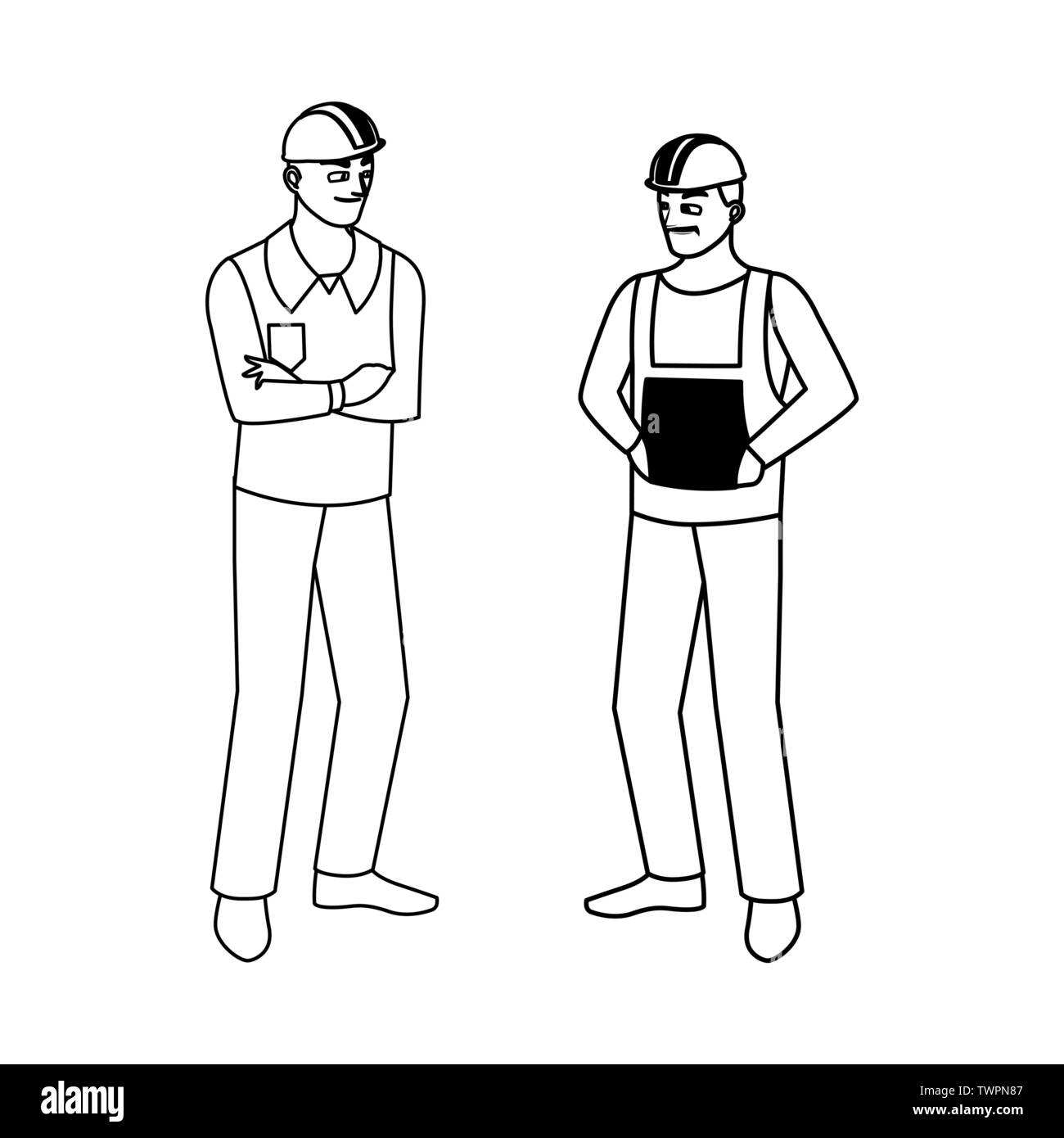 male builders constructors workers characters vector illustration ...