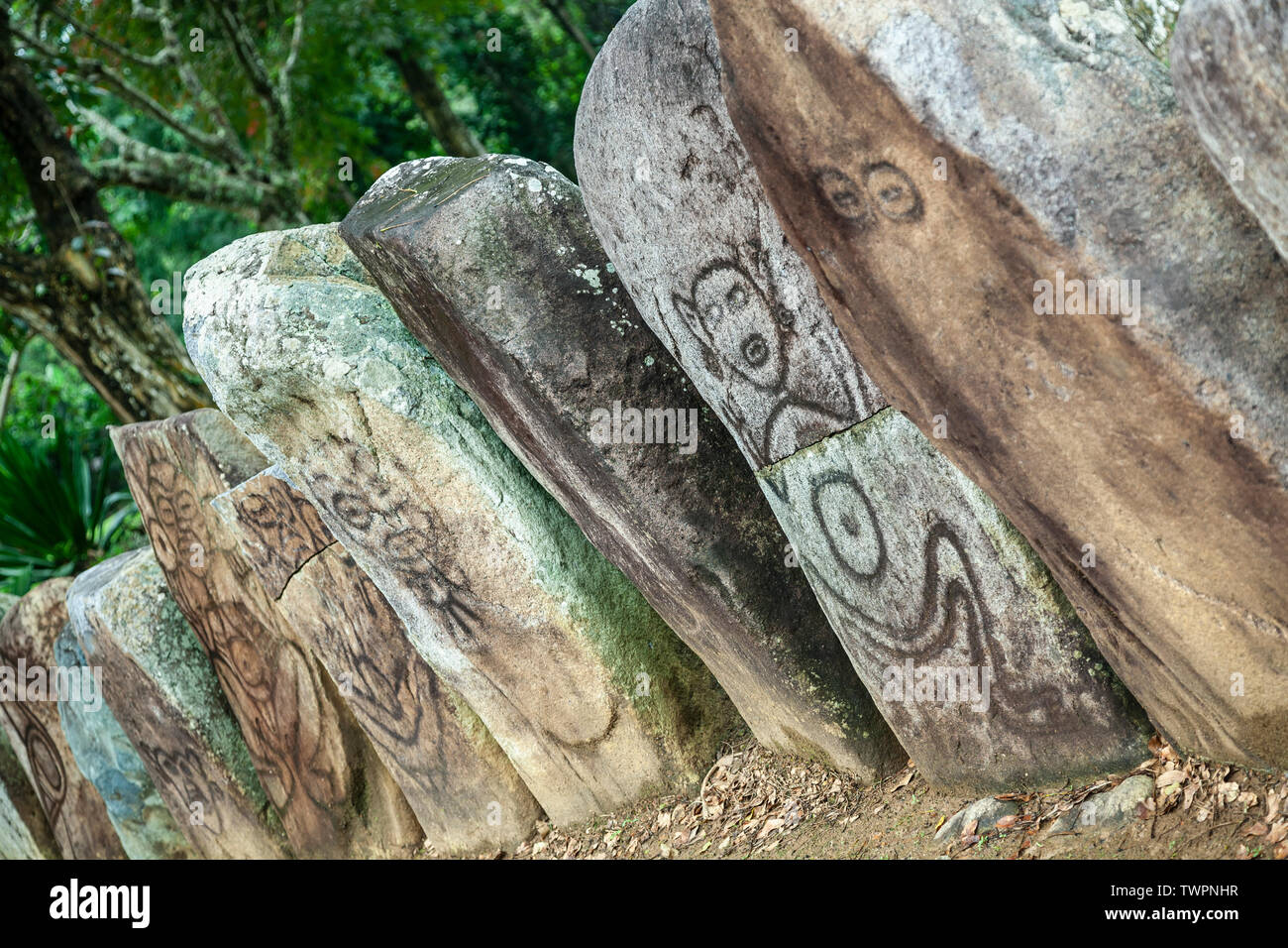 Stones carved with petroglyphs (ca. 1270s), Caguana Indian Ceremonial ...