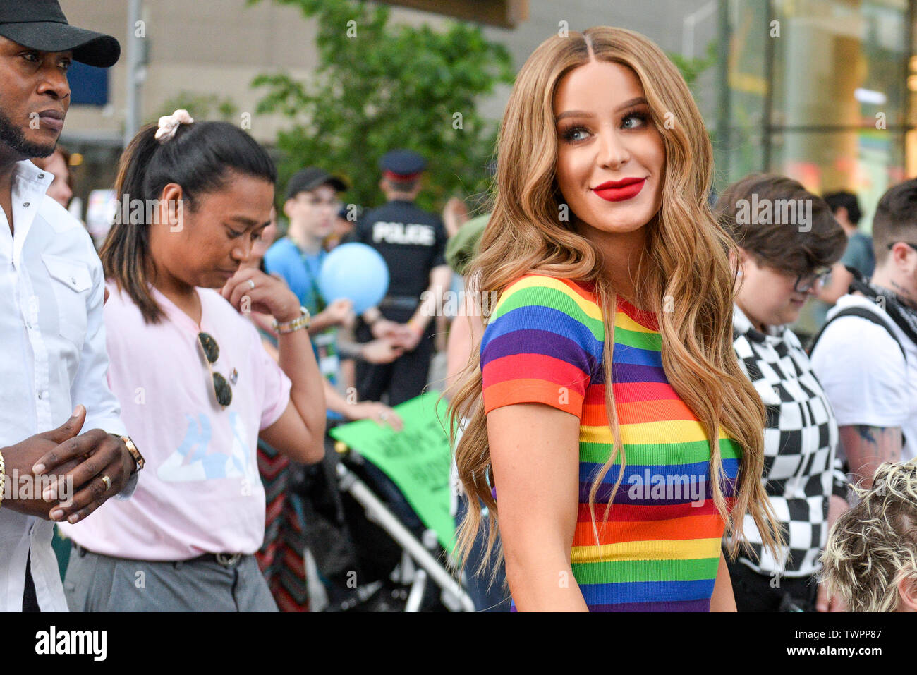 A woman with LGBT colours during the Trans march.Spectators displayed ...