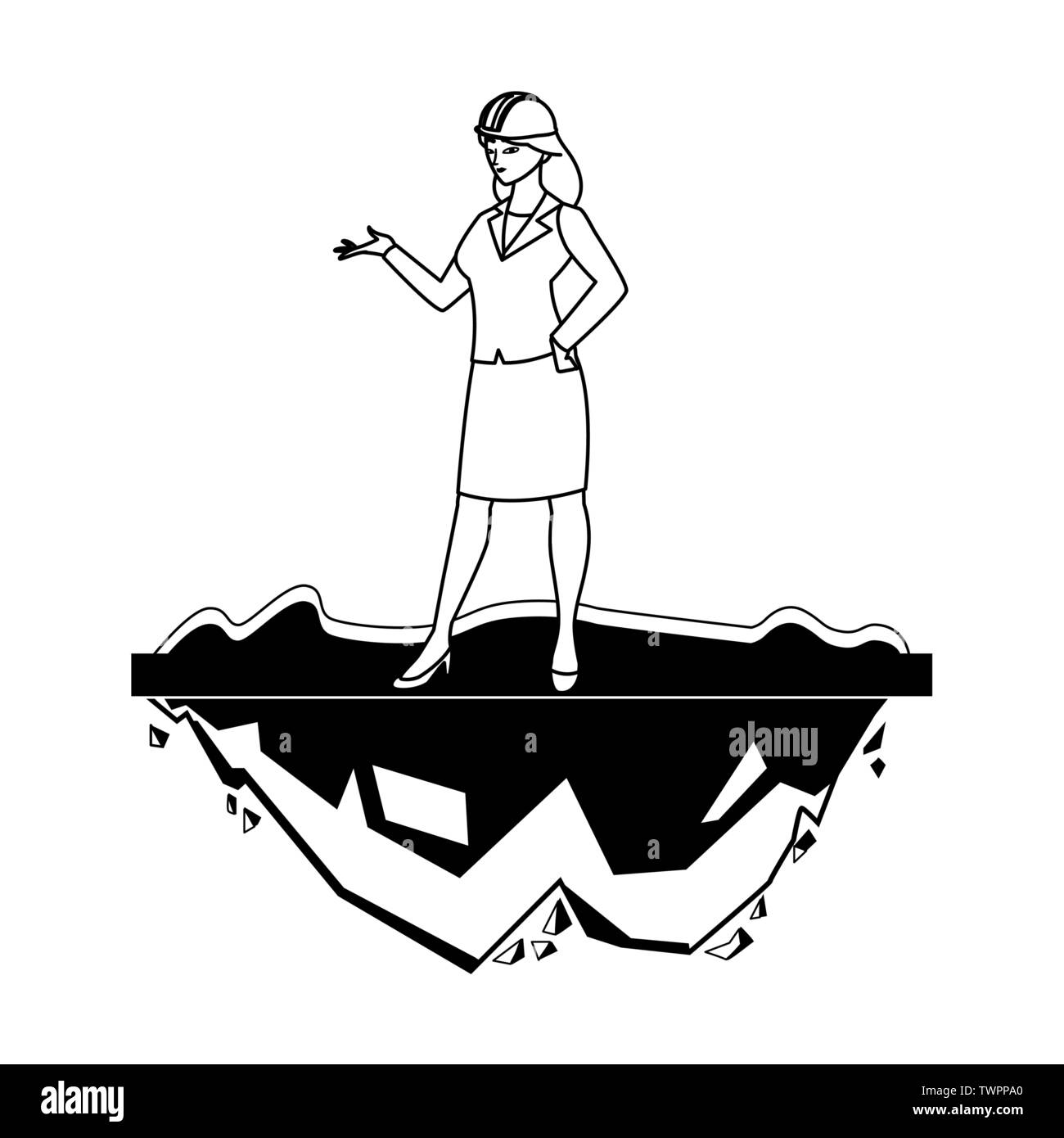 female engineer worker character on the lawn vector illustration design ...