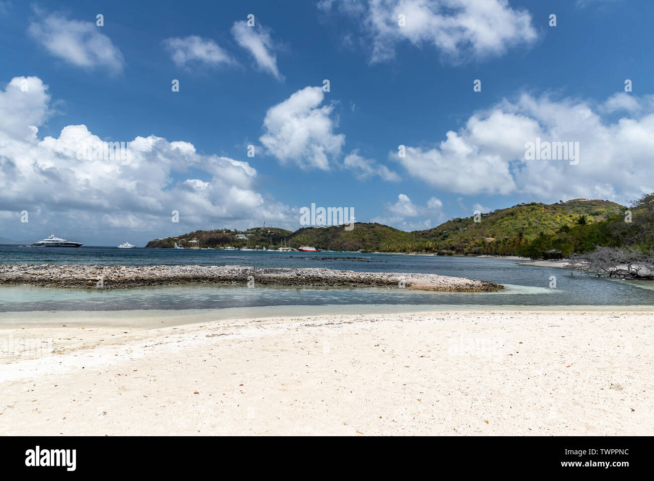 Saint Vincent and the Grenadines, Britannia bay beach, Mustique Stock ...