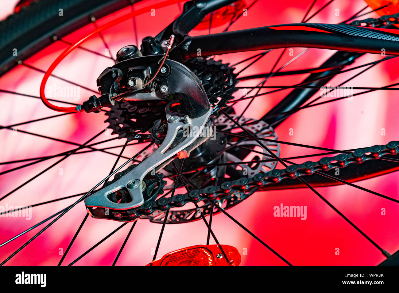 modern shot of new bicycle spare part made from different ...