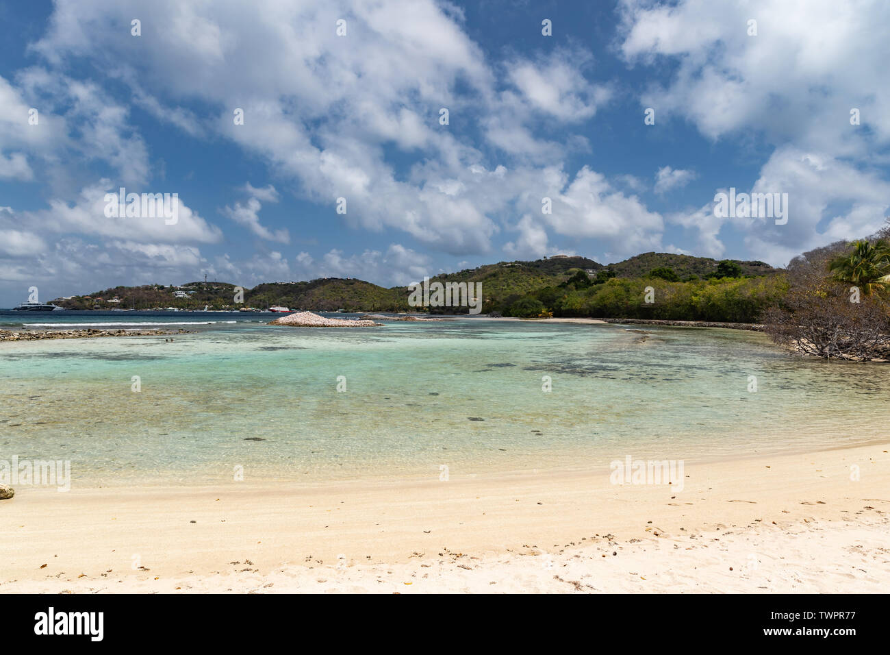 Saint Vincent and the Grenadines, Britannia bay beach, Mustique Stock ...