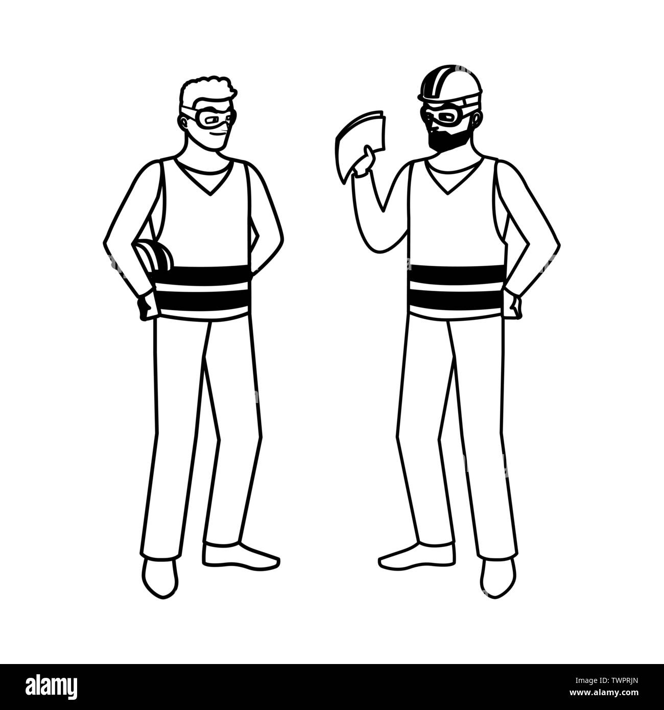 male builders constructors workers characters vector illustration ...