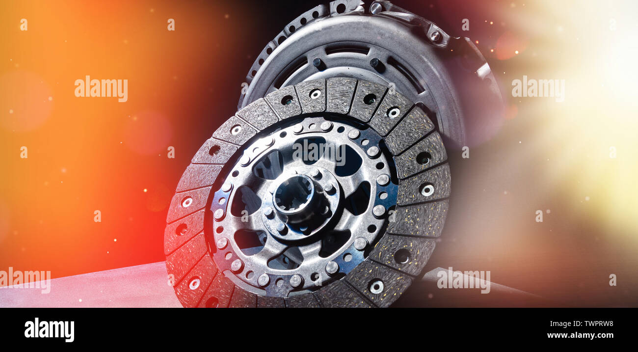 Shot of modern new spare parts for car in the muffled lighting made ...