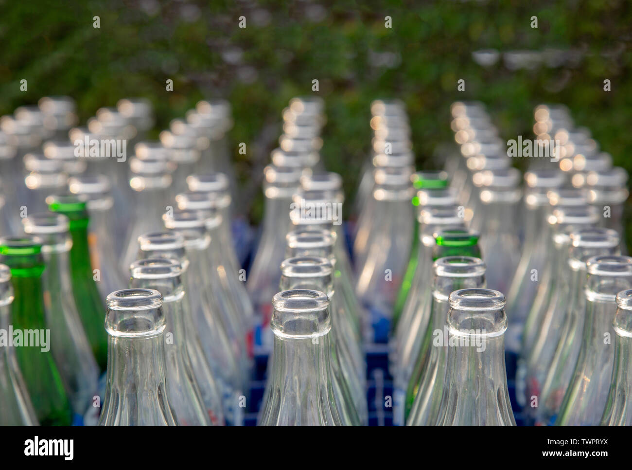 empty bottle glass with soda drink for recycle Stock Photo - Alamy