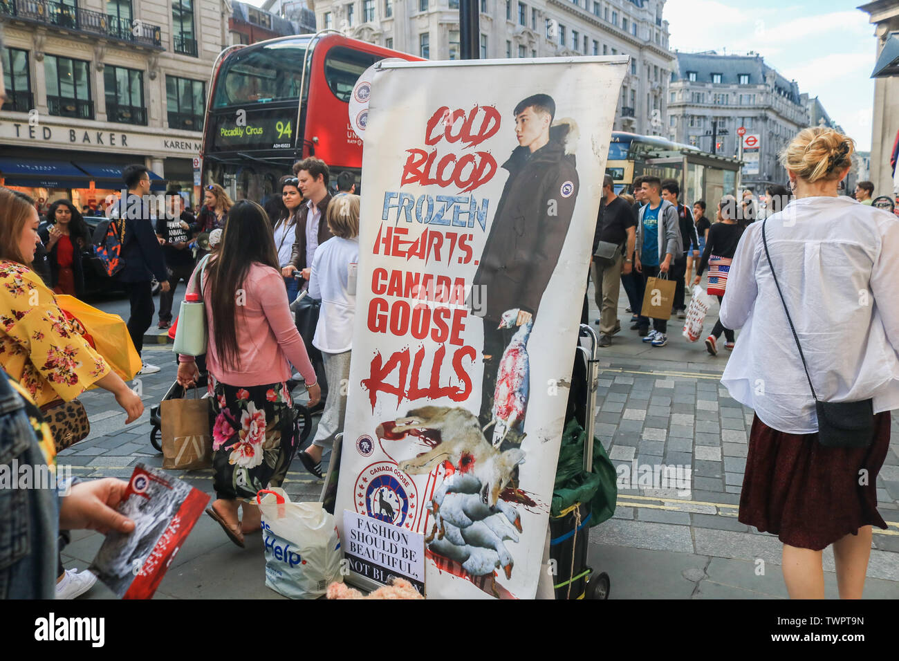 London UK. 22nd June 2019. Animal rights activists from (PETA) People ...
