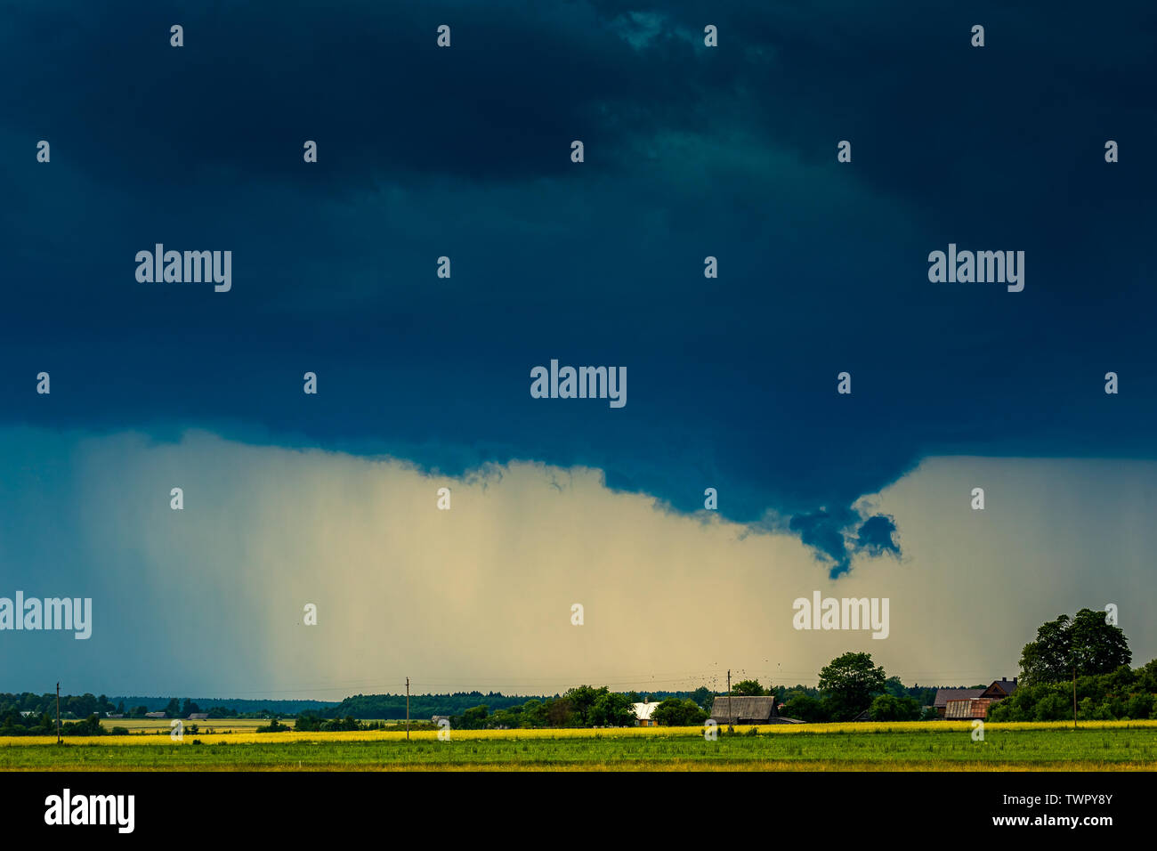 Tornadic supercell storm in the fields, Lithuania, Europe Stock Photo ...
