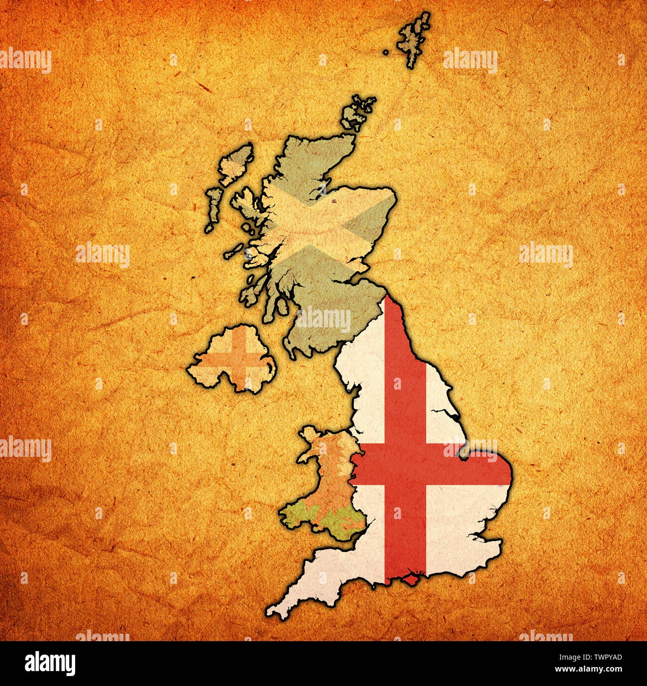 flag of England on political map of countries belonging to United ...