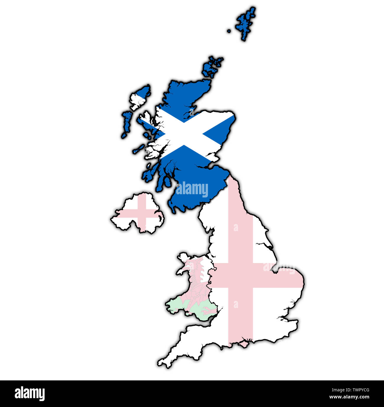 flag of Scotland on political map of countries belonging to United ...