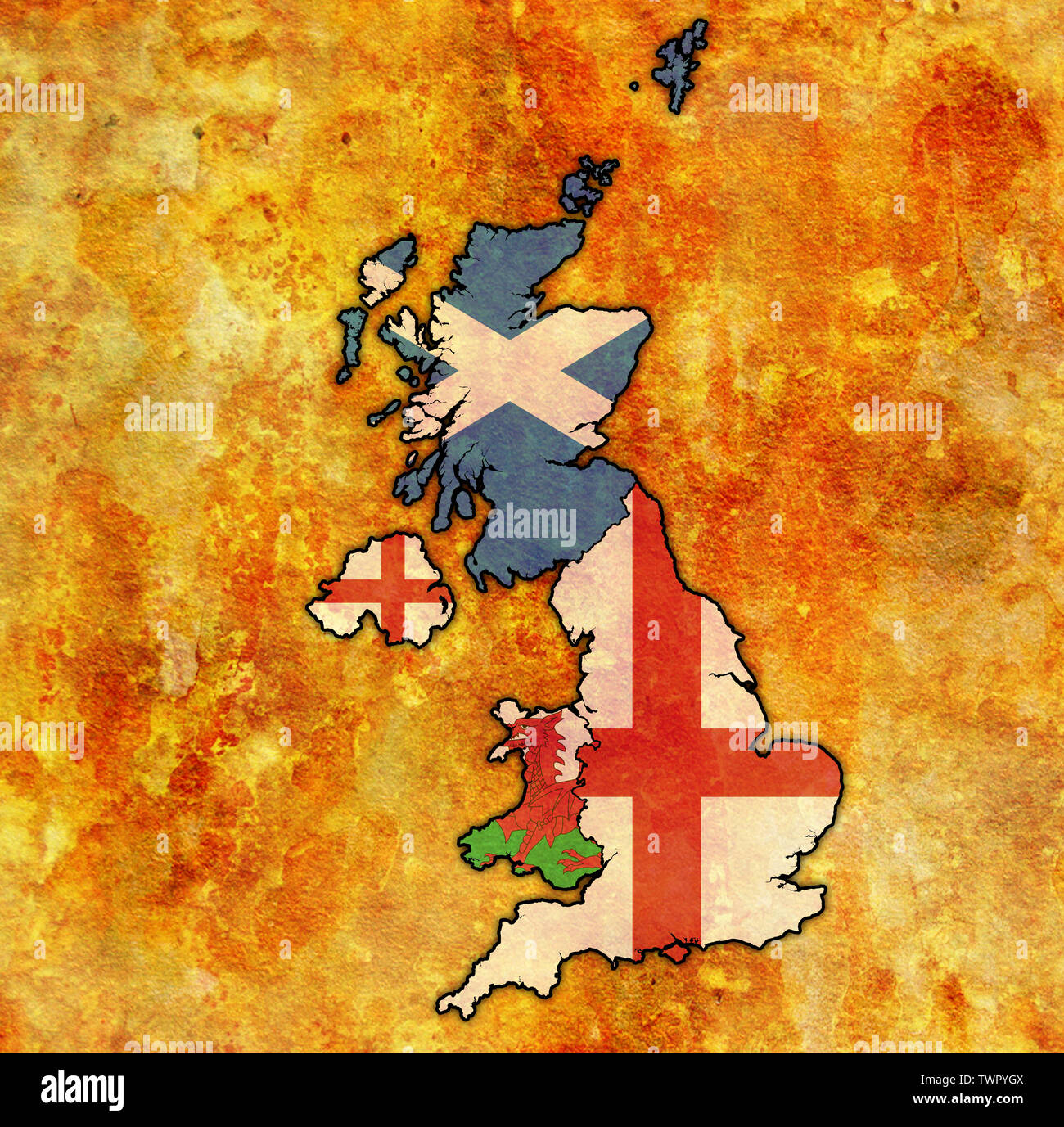 political map with flags and territories of countries belonging to ...