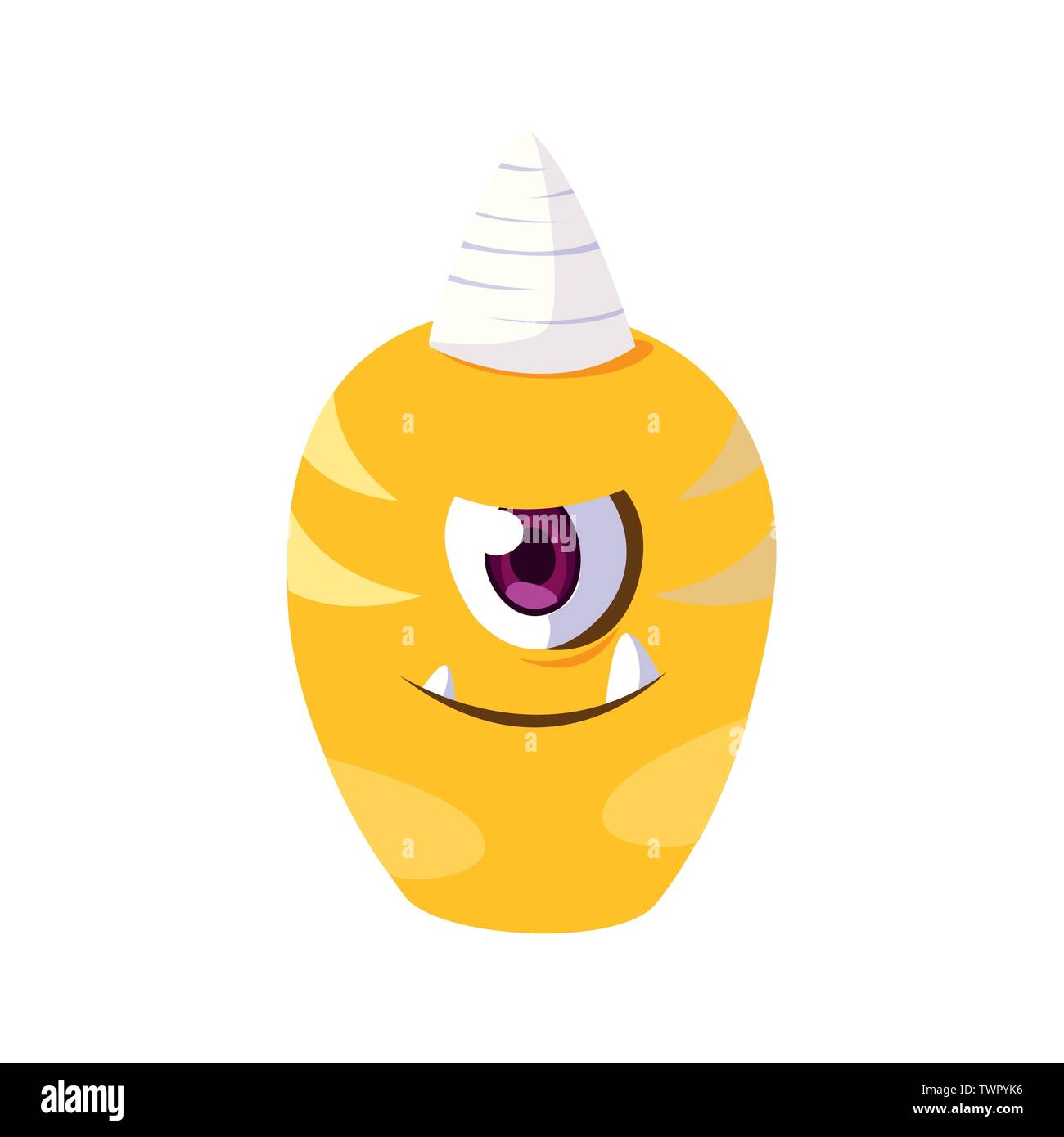 funny monster with horn comic character vector illustration design ...