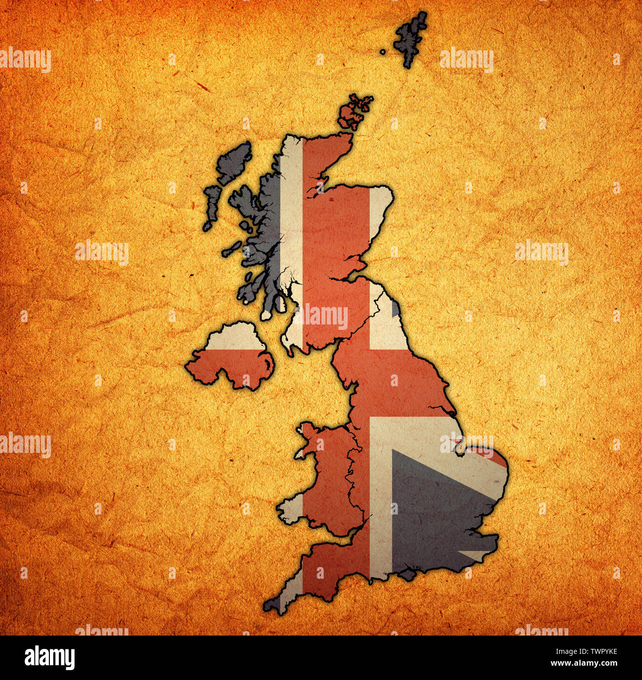 flag of uk on political map of great britain with countries belonging ...