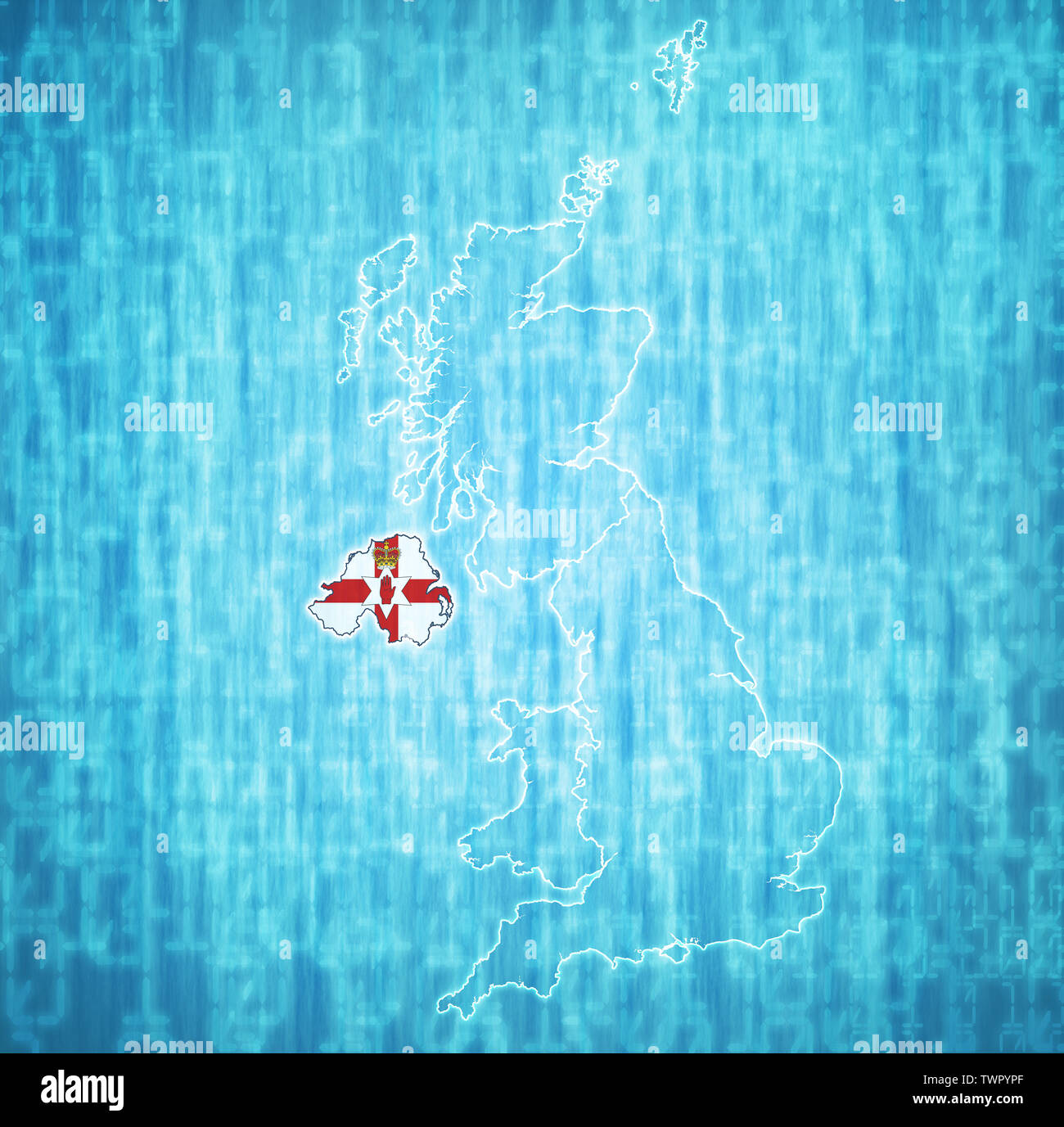 Ulster banner flag of Northern Ireland on political map of countries ...