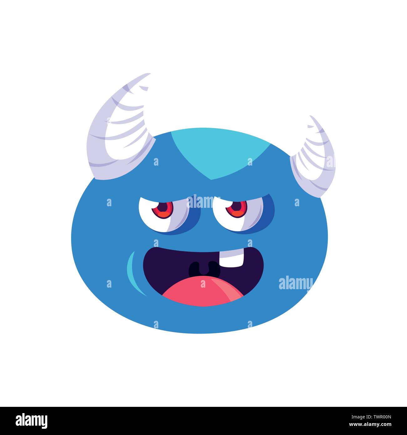 funny monster with horns comic character vector illustration design ...