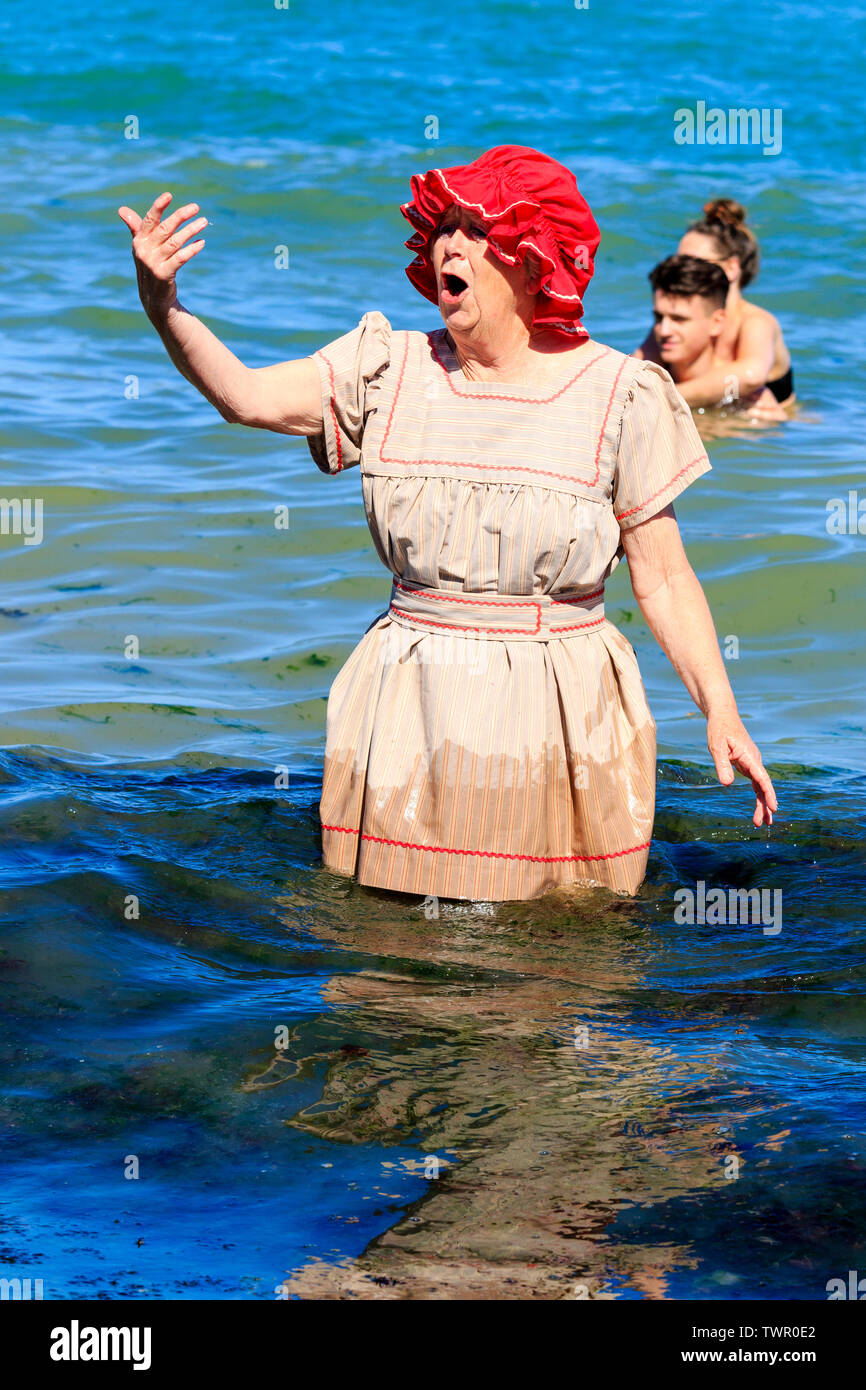 Woman victorian bathing costume hi-res stock photography and images - Alamy