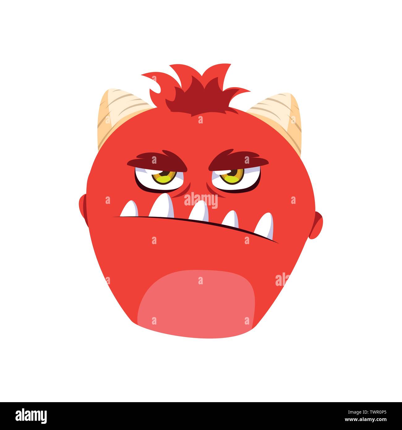 funny monster with horns comic character vector illustration design ...