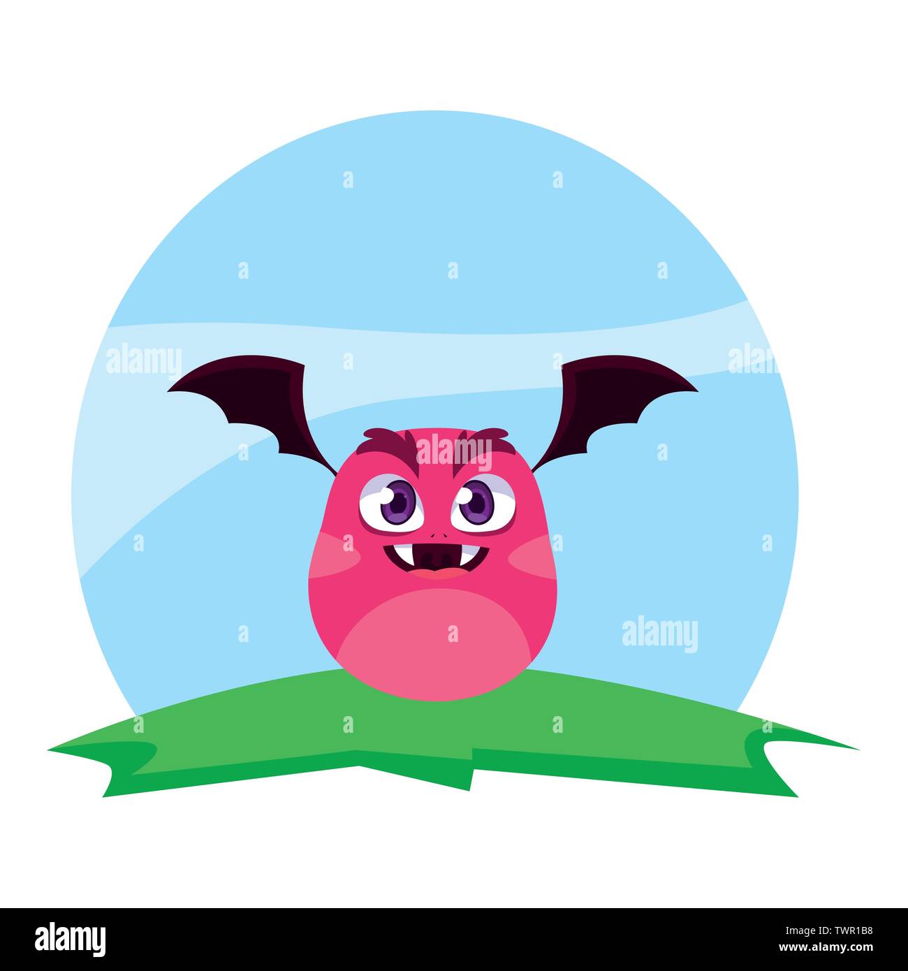 funny monster flying with wings in the field vector illustration design ...