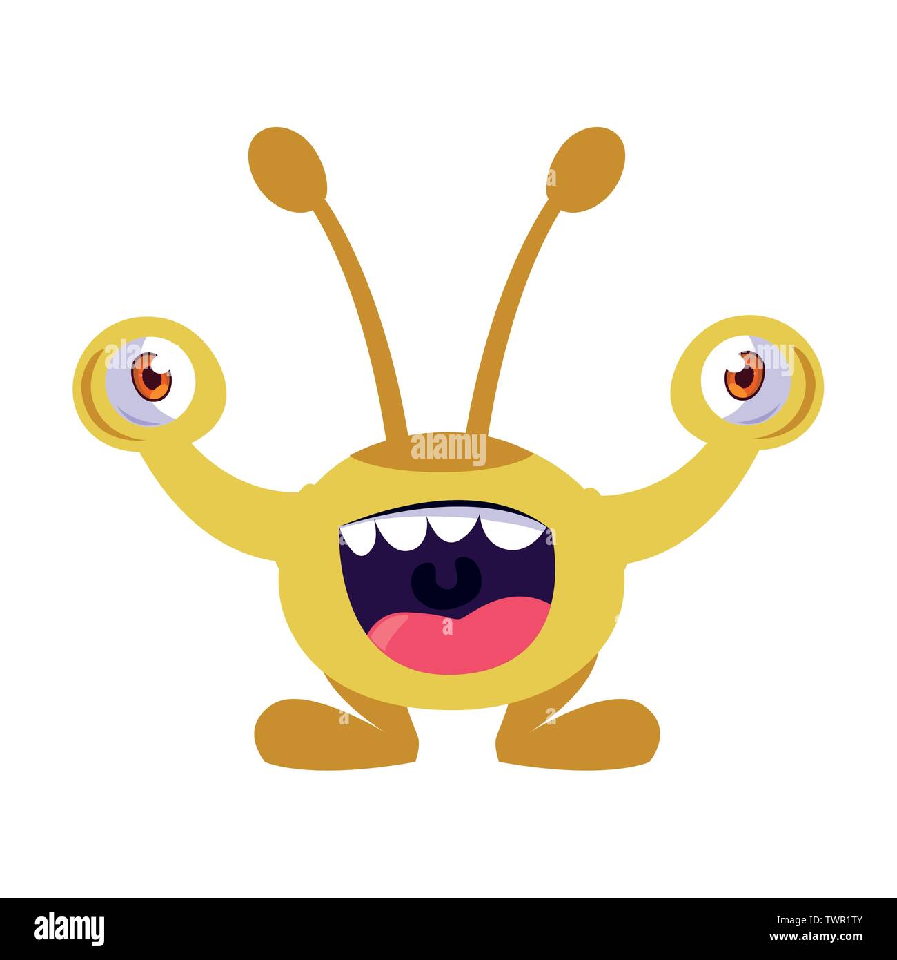 funny monster with bulging eyes comic character vector illustration ...