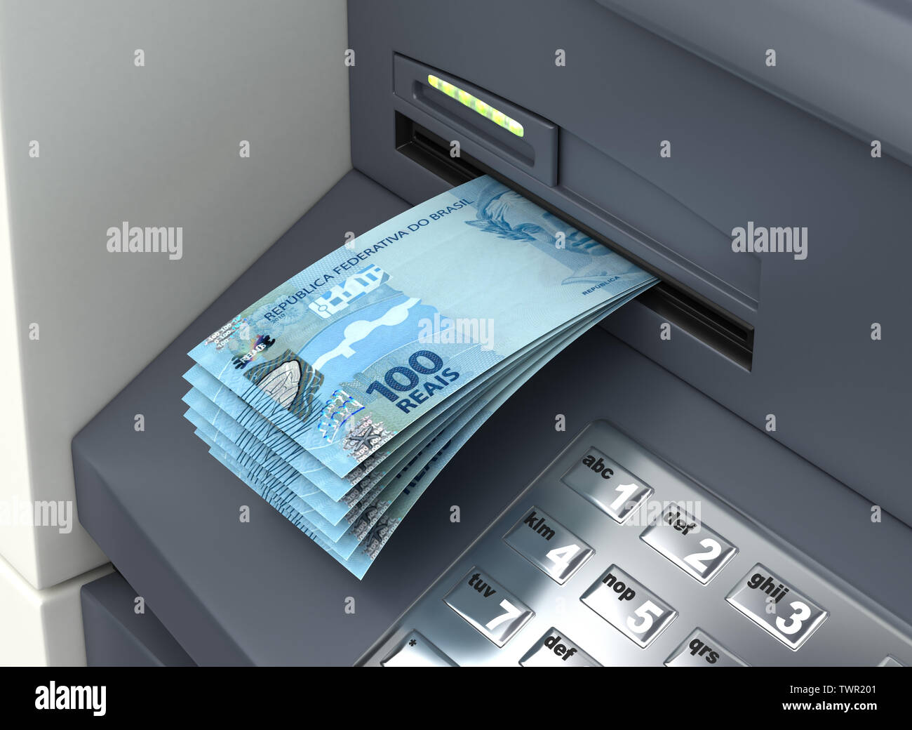 Withdrawal Brazilian Real From The ATM Stock Photo - Alamy
