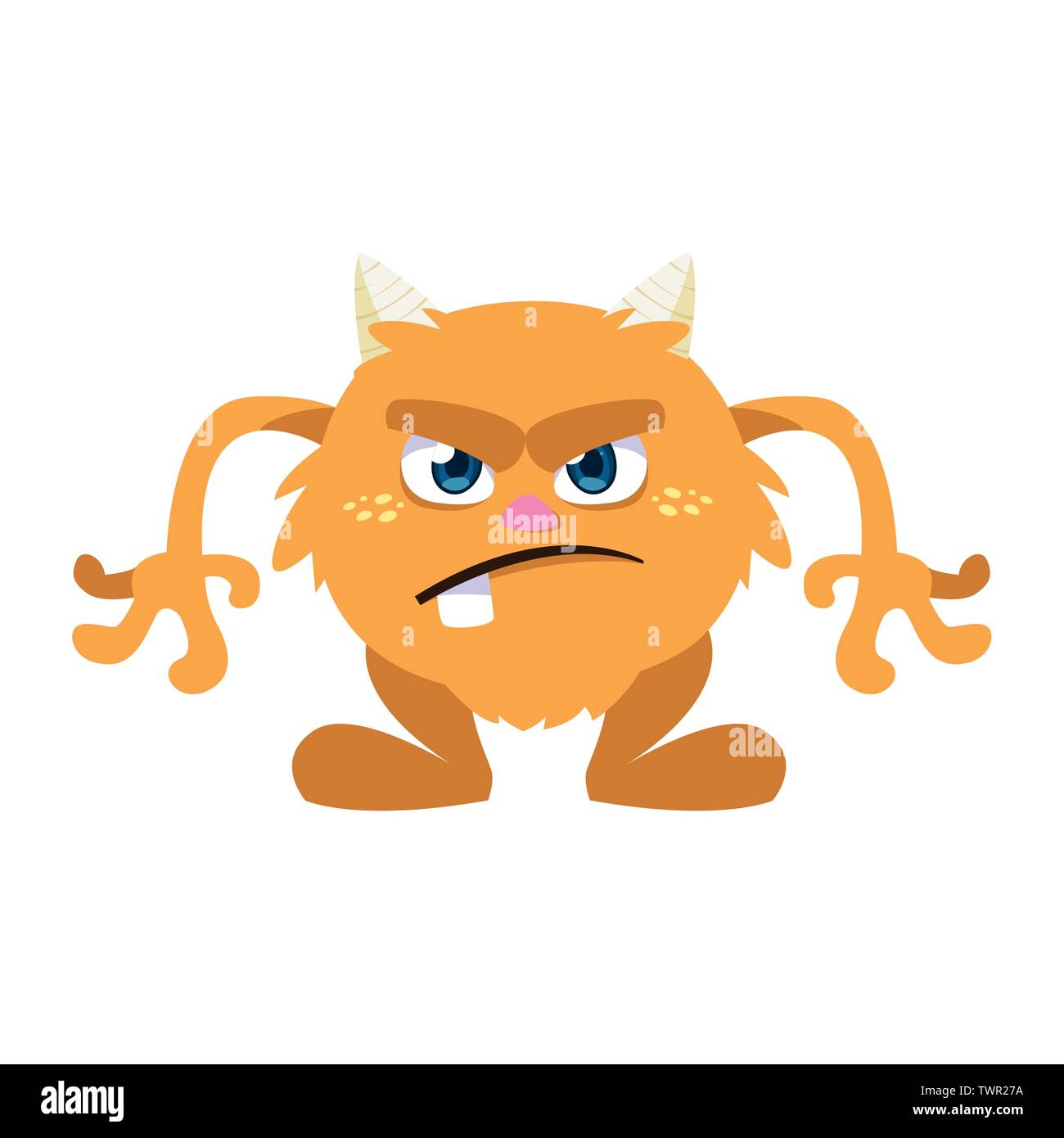 funny monster with horns comic character vector illustration design ...