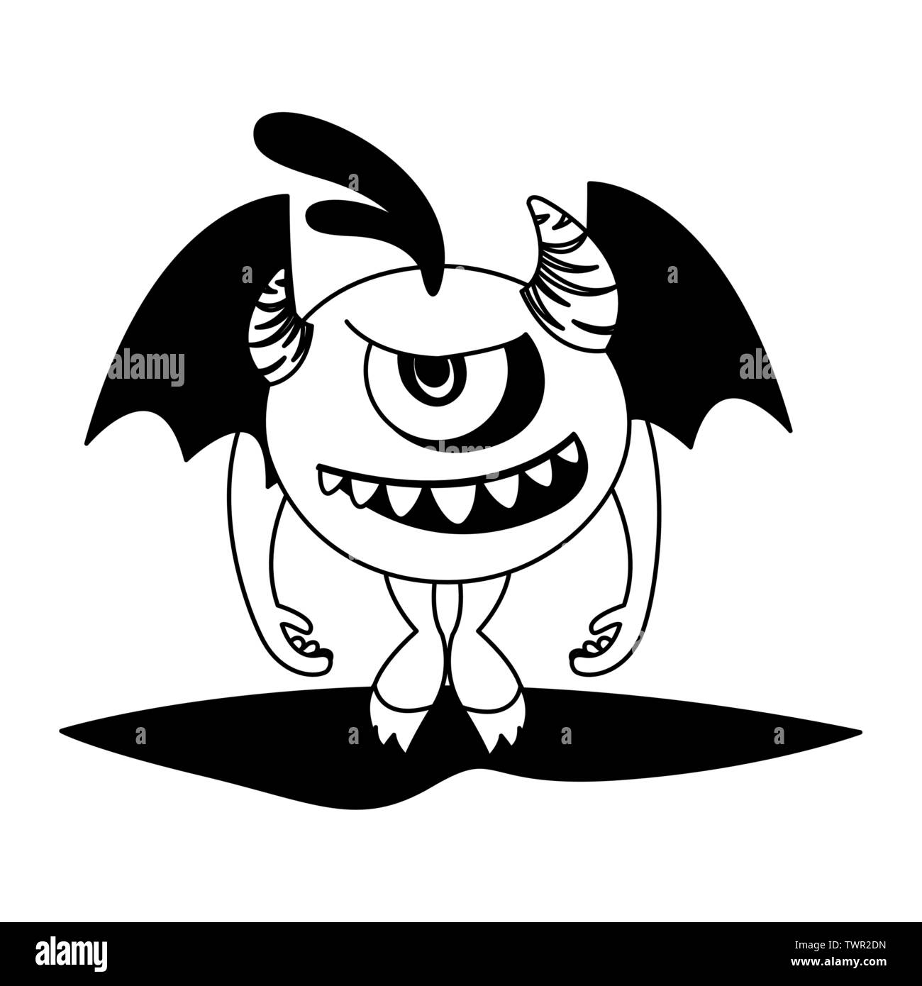 funny monster flying with wings character vector illustration design ...