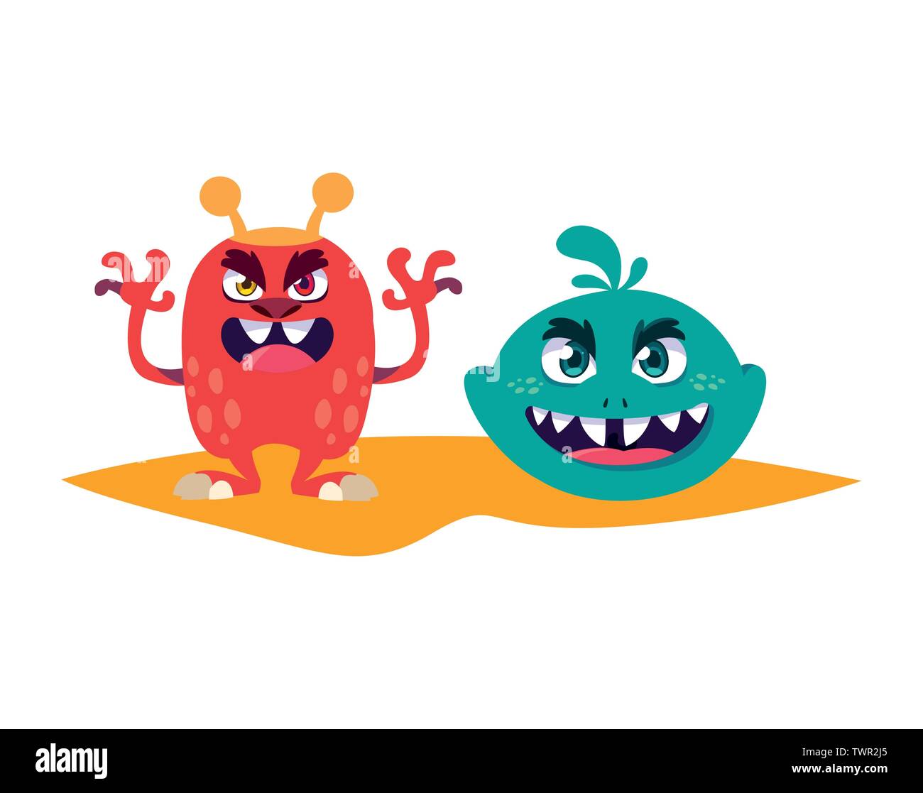 funny monsters comic characters colorful vector illustration design ...