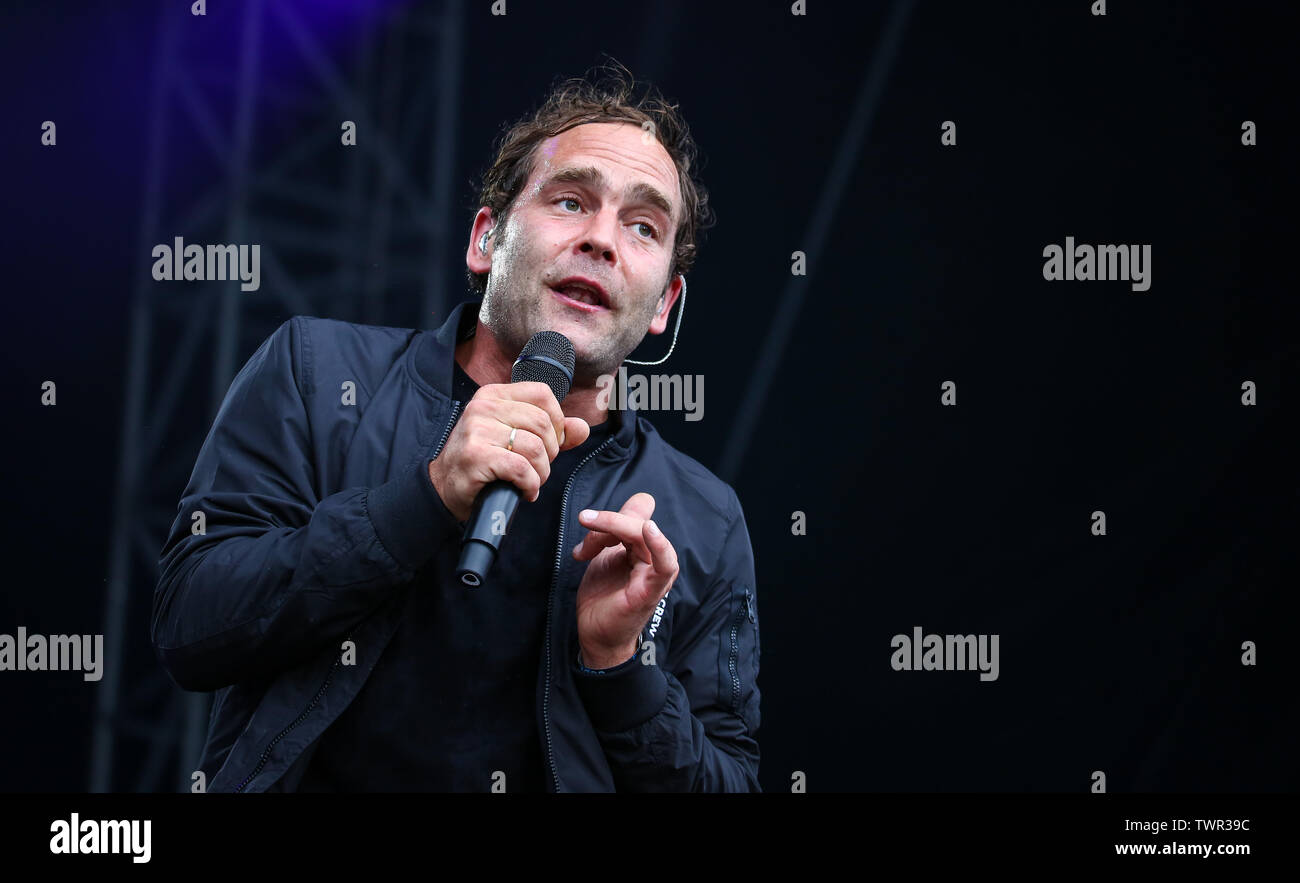 Neuhausen Ob Eck, Germany. 22nd June, 2019. Axel Bosse, singer, gives a ...