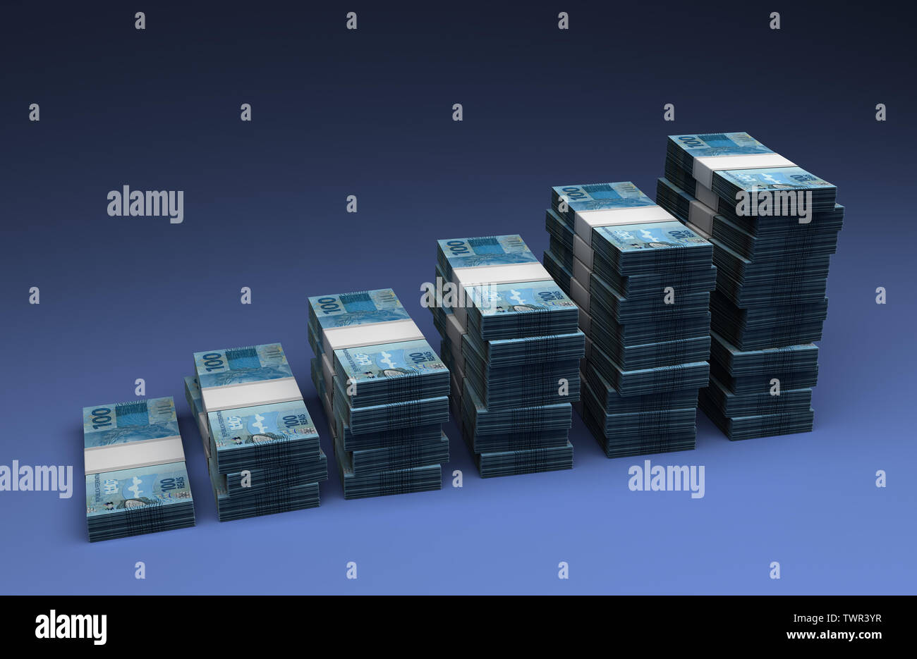 Brazilian Real Bar Graph (On blue background Stock Photo - Alamy