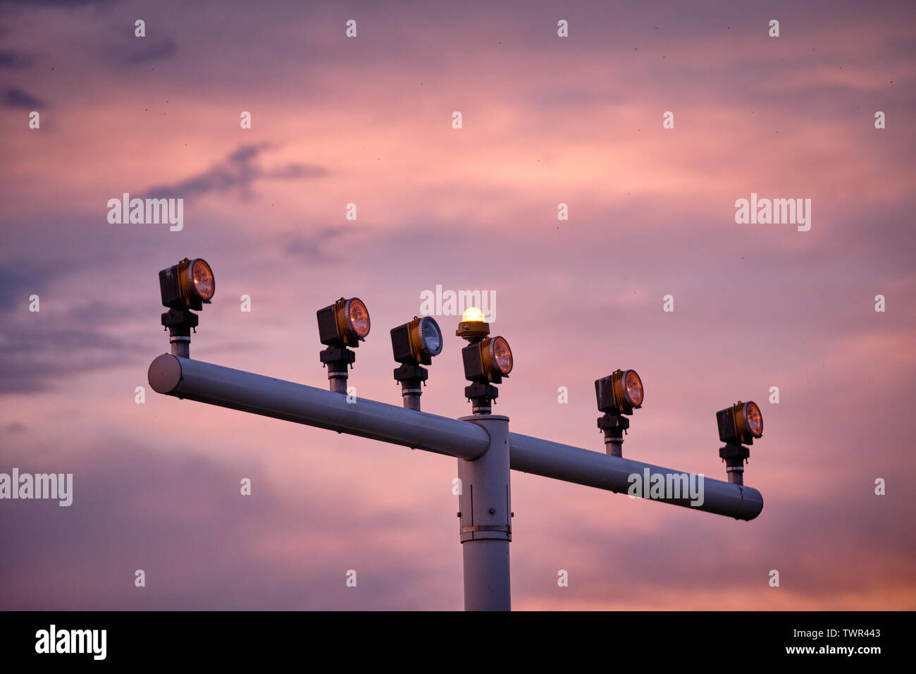 A part of the approach lighting system of an airport to help pilots ...