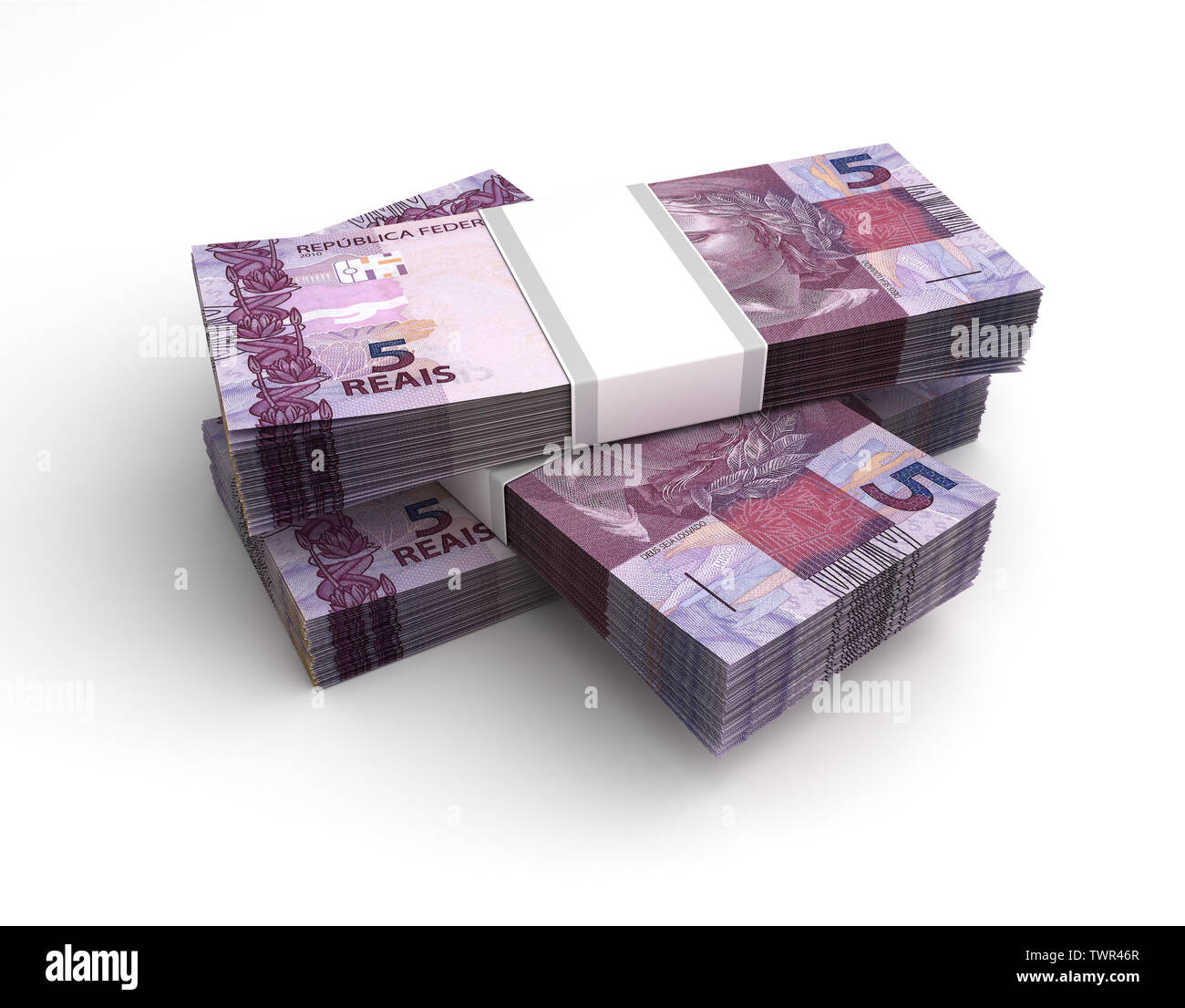 Stack of Brazilian Real (Isolated on white background Stock Photo - Alamy