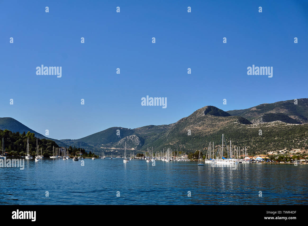 bay and yacht harbor on the Greek island of Lefkada Stock Photo - Alamy