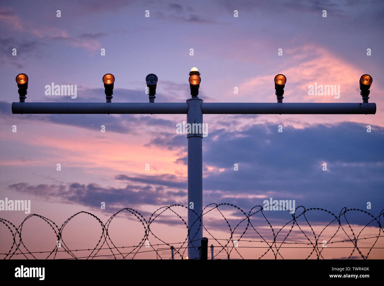A part of the approach lighting system of an airport to help pilots ...
