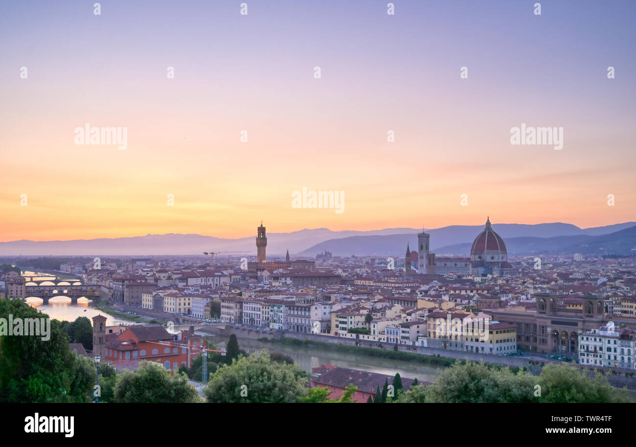 The sunset over Florence, capital of Italy’s Tuscany region Stock Photo ...