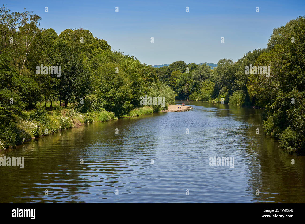 The River Taff with Sophia Gardens and Bute Park, Cardiff, South Wales ...