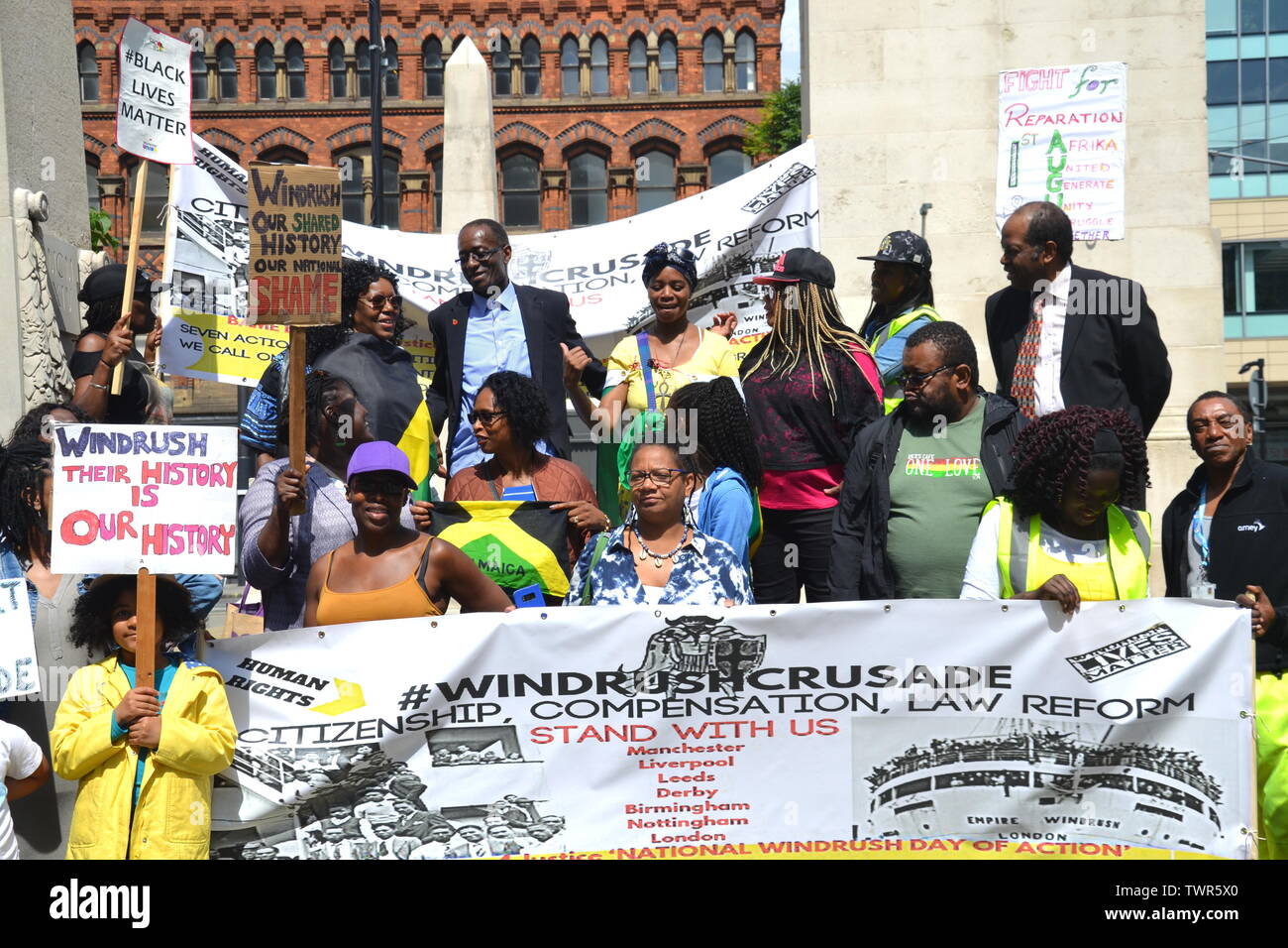 June 22, 2019. A Windrush Crusade protest in St Peter's Square ...