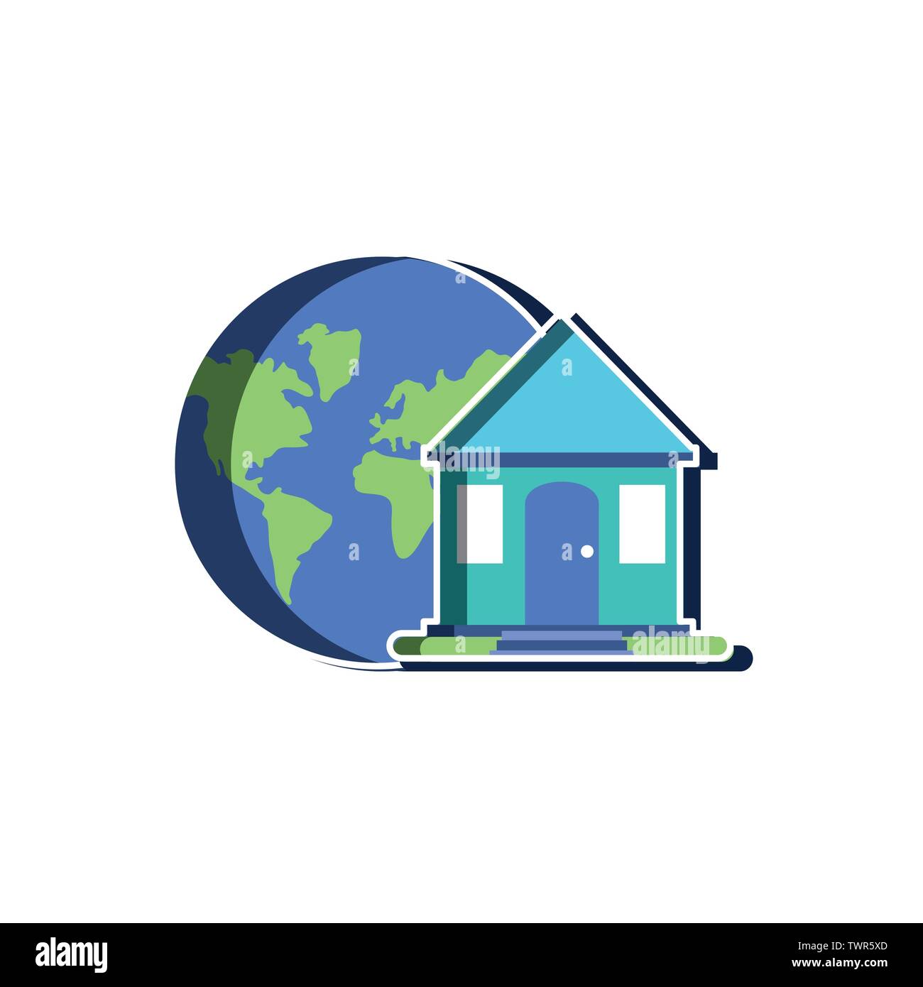 Planet sphere and house design, Continent earth world globe ocean and ...