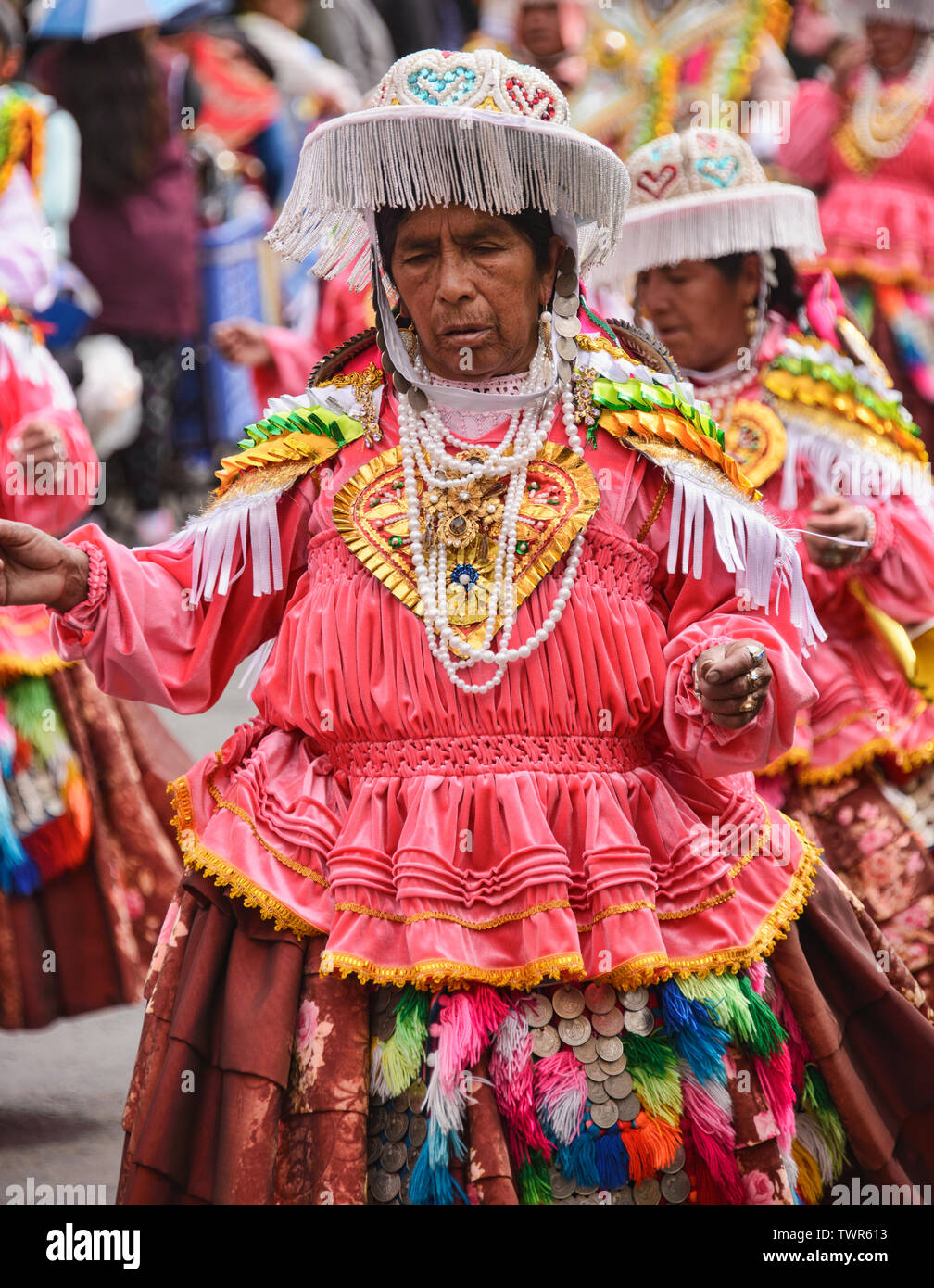Costumed dancer at the colorful Gran Poder Festival, La Paz, Bolivia ...