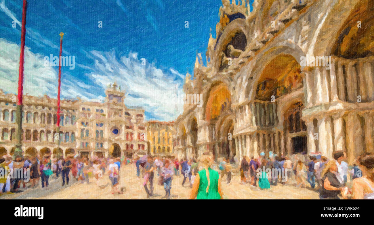 tourists are enjoying the stunning Basilica and other monuments and ...