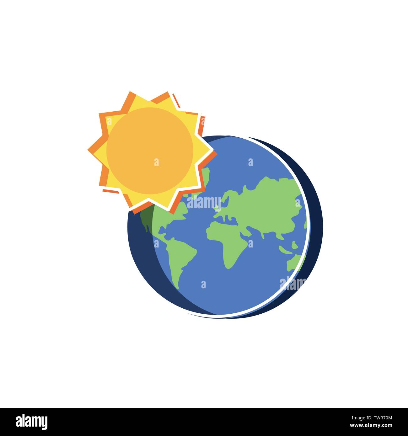 Planet sphere and sun design, Continent earth world globe ocean and ...