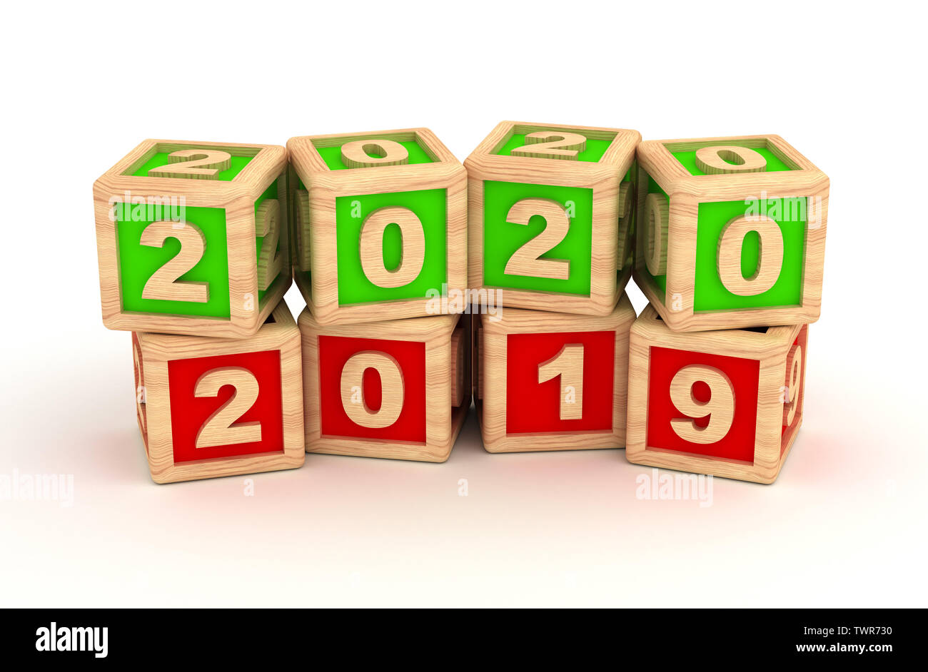 New Year 2020 and old 2019 (isolated on white background Stock Photo ...